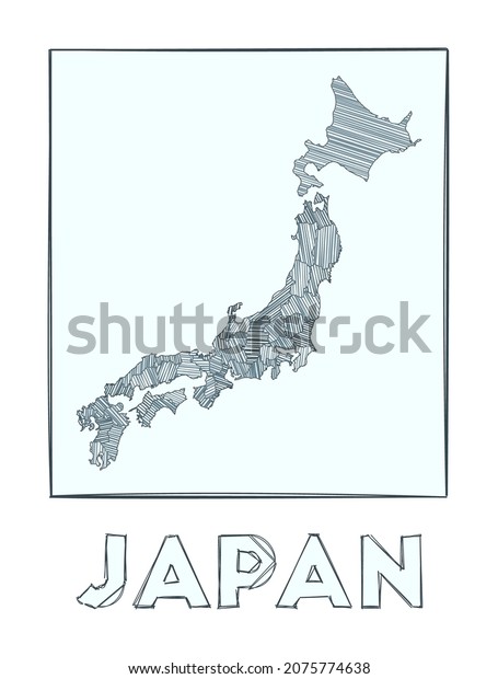 Sketch Map Japan Grayscale Hand Drawn Stock Vector (Royalty Free ...