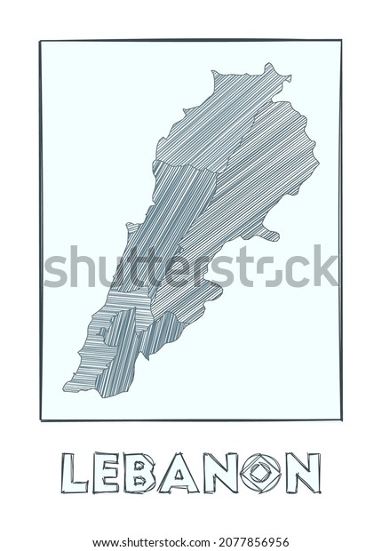Sketch Map Lebanon Grayscale Hand Drawn Stock Vector (Royalty Free ...