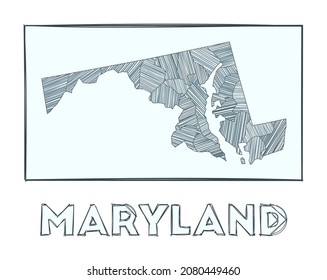 Sketch Map Maryland Grayscale Hand Drawn Stock Vector (Royalty Free ...