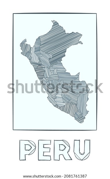 Sketch Map Peru Grayscale Hand Drawn Stock Vector (Royalty Free ...