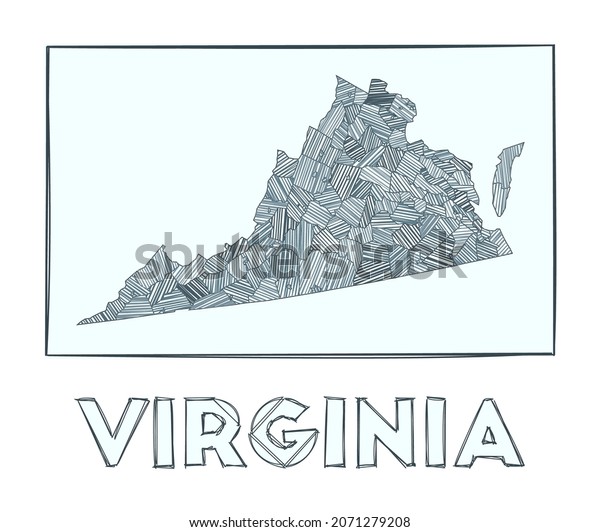 Sketch Map Virginia Grayscale Hand Drawn Stock Vector (Royalty Free ...