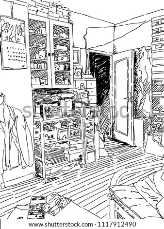 Sketch Messy Room Stock Vector (Royalty Free) 1117912490 - Shutterstock