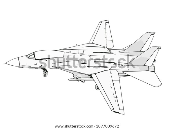 Sketch Military Airplane Vector Stock Vector (Royalty Free) 1097009672