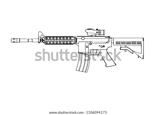 Sketch Military Vector Weapon Stock Vector (Royalty Free) 1106094173