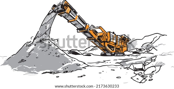 Sketch Mobile Crushing Plant Vector Illustration Stock Vector (Royalty ...