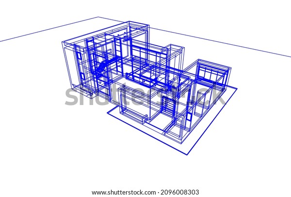 Sketch Modern House Building Vector 3d Stock Vector (Royalty Free ...