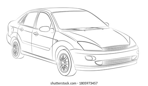 Vector Contour Car On Transparent Background Stock Vector (Royalty Free ...