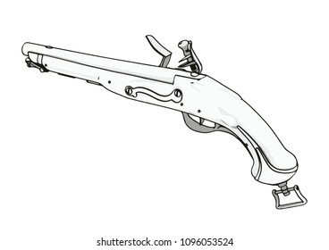 Sketch Old Musket Vector 스톡 벡터(로열티 프리) 1096053524 | Shutterstock