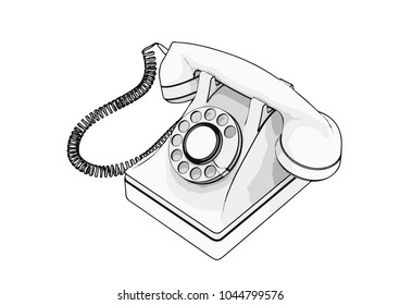 Sketch Old Phone Vector Stock Vector (Royalty Free) 1044799576 ...