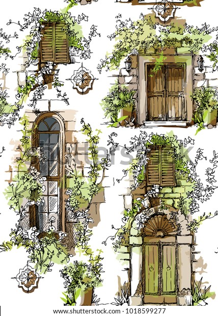 Sketch Old Street Vector Illustration Made Stock Vector (Royalty Free ...