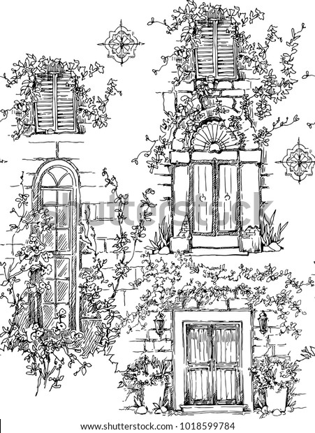 Sketch Old Street Vector Illustration Made Stock Vector (Royalty Free ...
