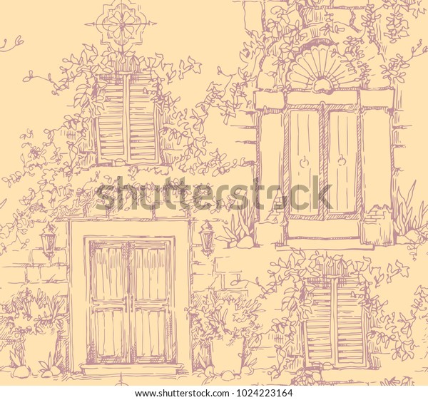 Sketch Old Street Vector Illustration Made Stock Vector (Royalty Free ...