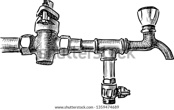 Sketch Old Water Tap Stock Vector (Royalty Free) 1359474689 | Shutterstock