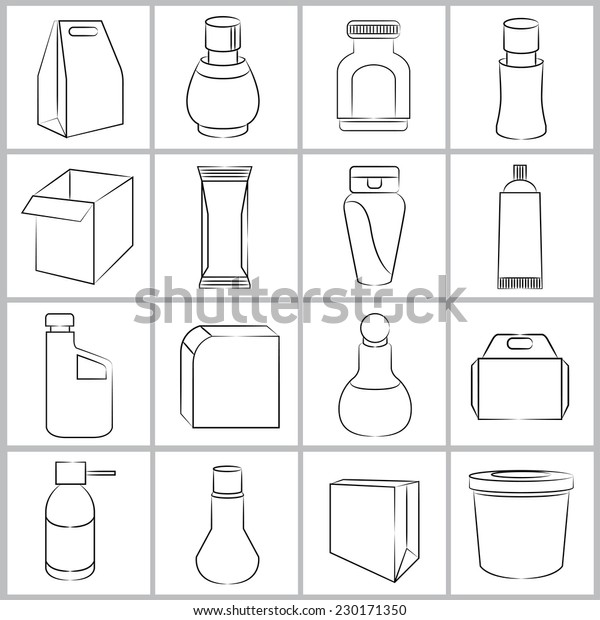 Sketch Packaging Design Icons Stock Vector (Royalty Free) 230171350 ...