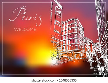 Sketch Paris Suitable Invitation Flyer Sticker Stock Vector (Royalty ...