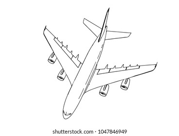 Commercial Plane Outline Flying Sky Vector Stock Vector (Royalty Free ...