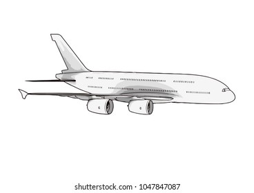 Sketch Passenger Airplane Vector Stock Vector (Royalty Free) 1047847087 ...