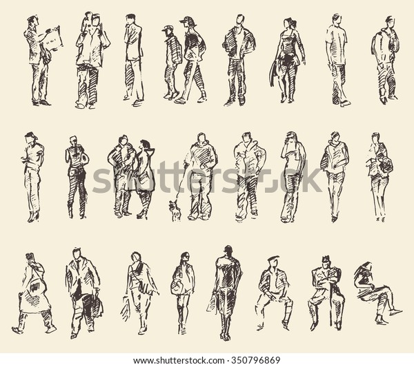 Esbozo de personas, ilustración vectorial, dibujo a mano