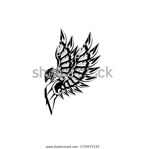 Sketch Phoenix Fighter Logo Phonix Stock Vector (Royalty Free ...
