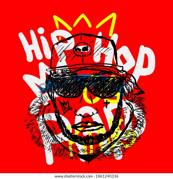 Sketch Rapper Head Against Background Crown Stock Vector (Royalty Free ...