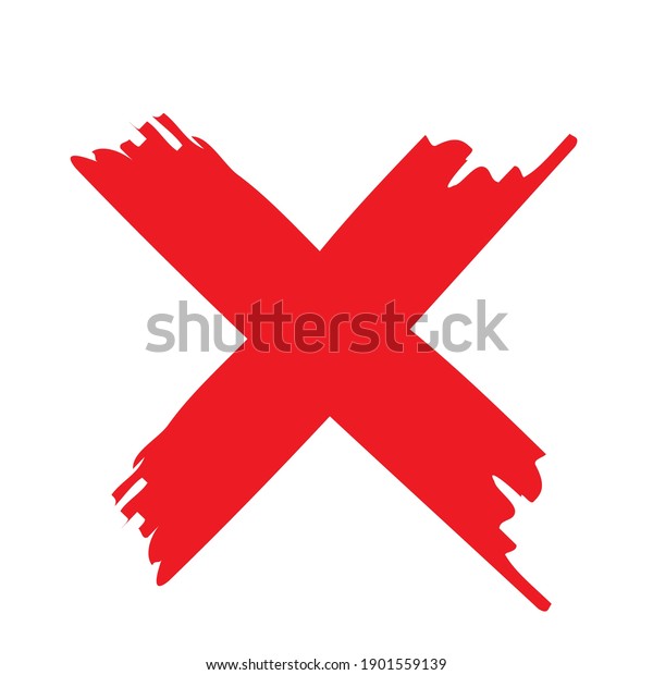 Sketch Red Cross Brush Vector Image Stock Vector (Royalty Free) 1901559139