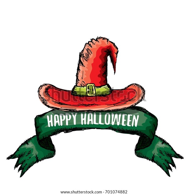 Sketch Red Witch Hat Isolated On Stock Vector (Royalty Free) 701074882 ...