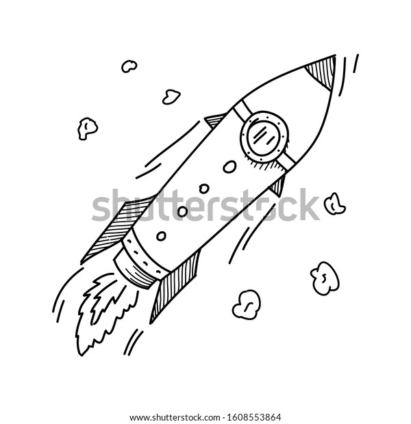 Sketch Rocket Vector Space Stars Stock Vector (Royalty Free) 1608553864 ...