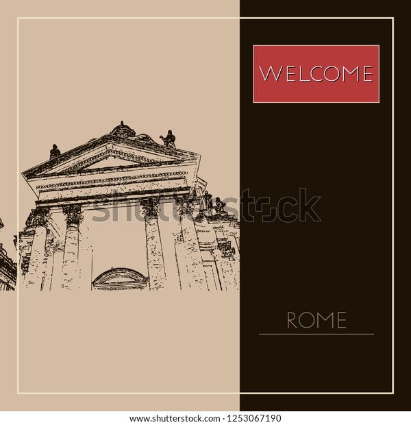 Sketch Rome Suitable Invitation Flyer Sticker Stock Vector (Royalty ...