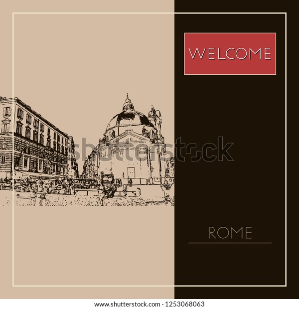 Sketch Rome Suitable Invitation Flyer Sticker Stock Vector (Royalty ...
