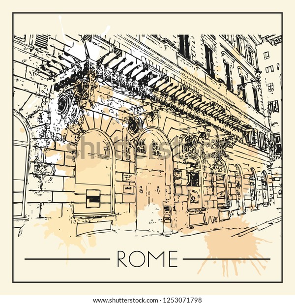 Sketch Rome Suitable Invitation Flyer Sticker Stock Vector (Royalty ...