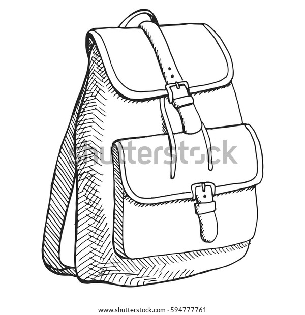 Sketch of a rucksack. Backpack isolated on white background. Vector ...