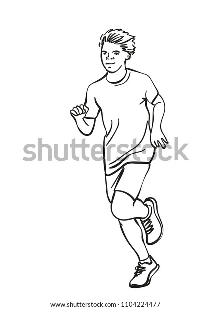Sketch Running Boy Hand Drawn Vector Stock Vector (Royalty Free) 1104224477