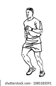 Sketch Running Man Hand Drawn Vector Stock Vector (Royalty Free) 1085183591