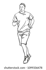 Sketch Running Man Hand Drawn Vector Stock Vector (Royalty Free ...
