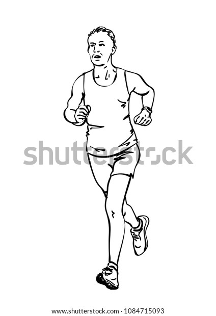 Sketch Running Man Hand Drawn Vector Stock Vector (Royalty Free) 1084715093