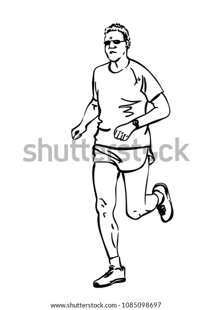 Sketch Running Man Hand Drawn Vector Stock Vector (Royalty Free) 1085098697
