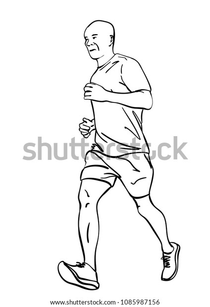 Sketch Running Man Hand Drawn Vector 스톡 벡터(로열티 프리) 1085987156