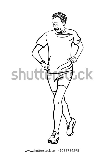 Sketch Running Man Hand Drawn Vector Stock Vector (Royalty Free ...