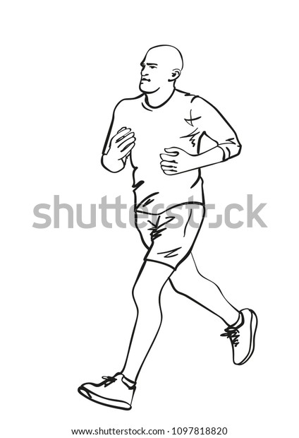 Sketch Running Man Hand Drawn Vector Stock Vector (Royalty Free) 1097818820