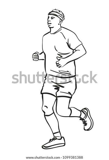 Sketch Running Man Hand Drawn Vector Stock Vector (Royalty Free) 1099381388