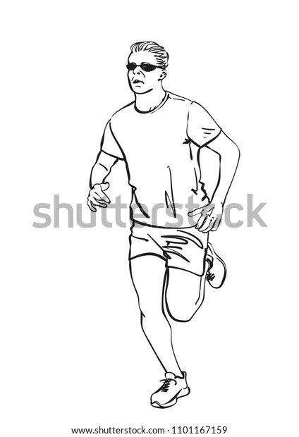 Sketch Running Man Hand Drawn Vector Stock Vector (Royalty Free) 1101167159