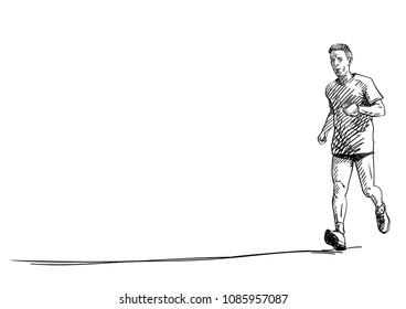Sketch Running Man Long Shadow Hand Stock Vector (Royalty Free) 1085957093