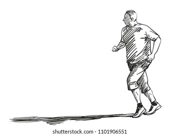 Sketch Running Man Long Shadow Hand Stock Vector (Royalty Free) 1085987168