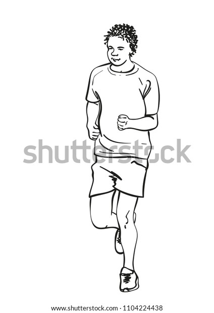 Sketch Running Young Man Hand Drawn Stock Vector (Royalty Free) 1104224438
