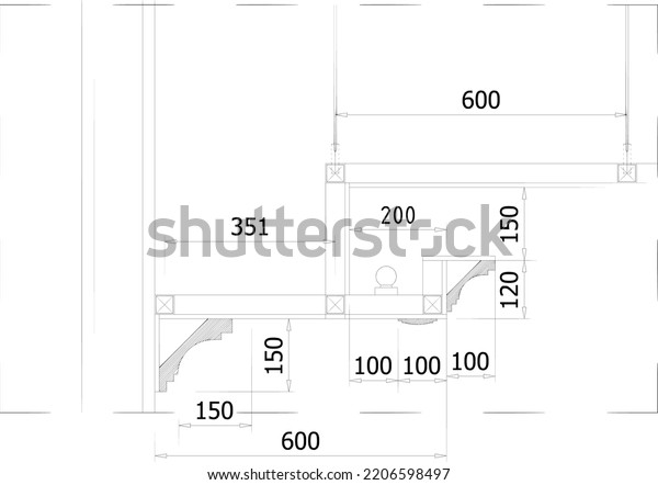 Sketch Section Ceiling Led Strip Lights Stock Vector (Royalty Free ...