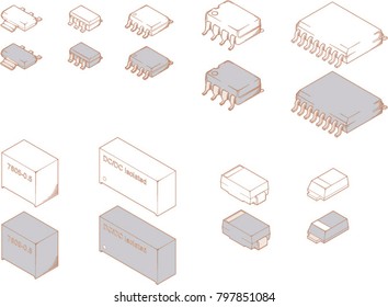 Semiconductor Blueprint Collection 1 Isometric View: เวกเตอร์สต็อก ...