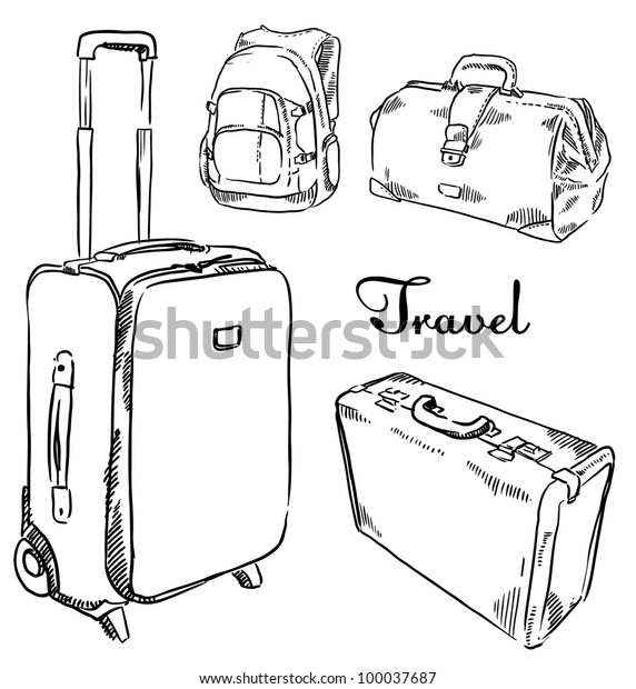 Sketch Set Suitcases Stock Vector (Royalty Free) 100037687