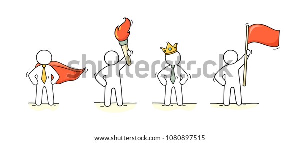 Sketch Set Working Leader Doodle Cute Stock Vector (Royalty Free ...