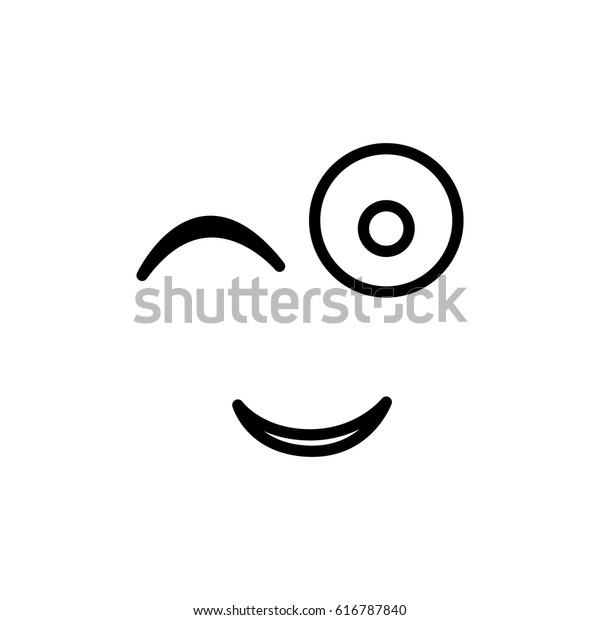 Sketch Silhouette Emoticon Winking Expression Vector 스톡 벡터(로열티 프리 ...