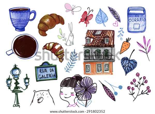 Sketch Simple Symbols Set Hand Drawn Stock Vector (Royalty Free ...